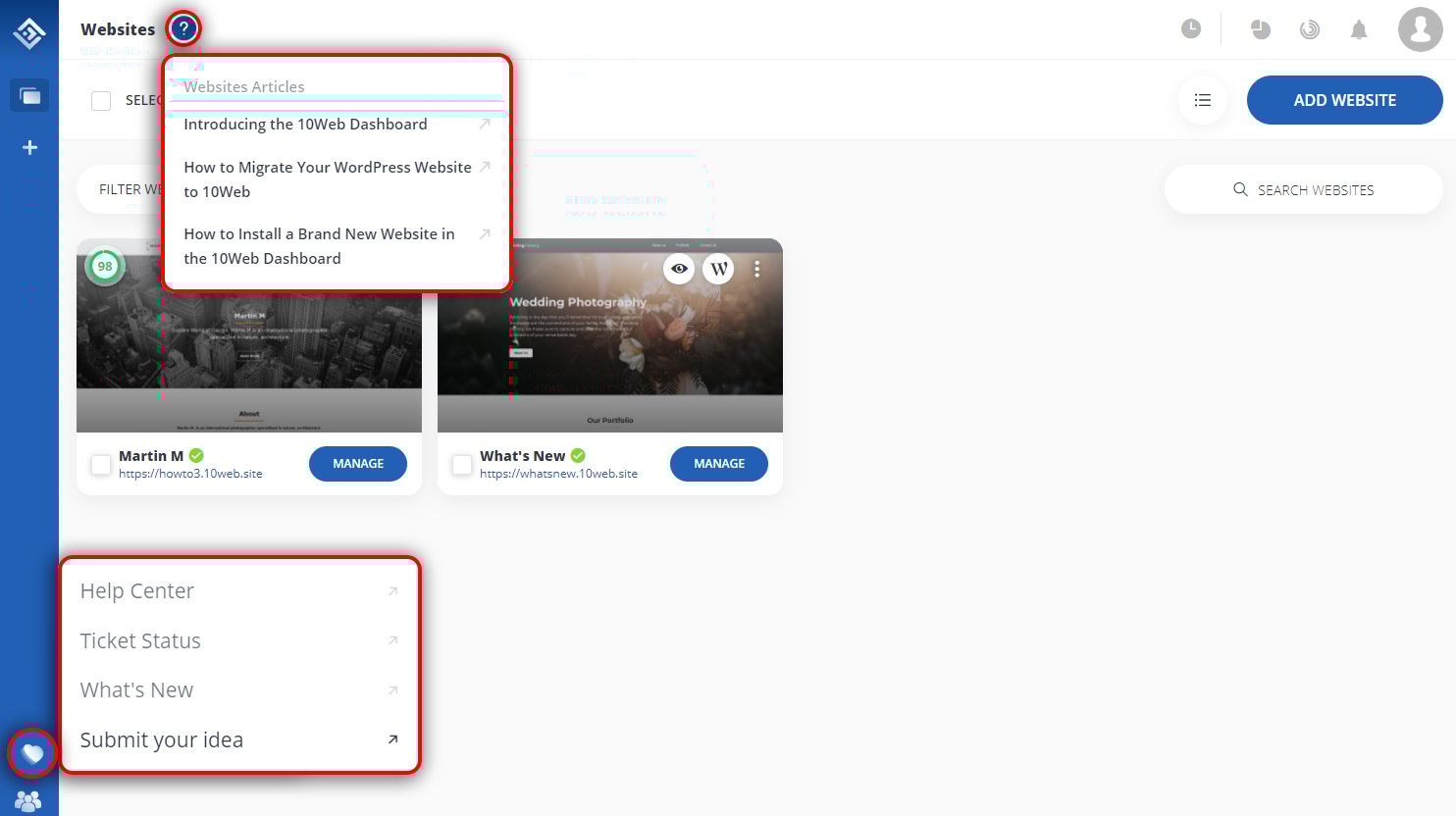 What's New: The 10Web Dashboard | 10Web