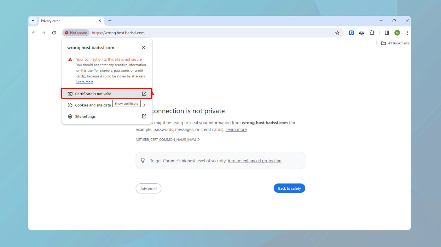 NET::ERR_CERT_COMMON_NAME_INVALID Resolved