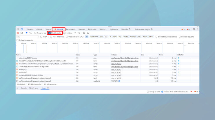 Fix ERR_CACHE_MISS in Google Chrome