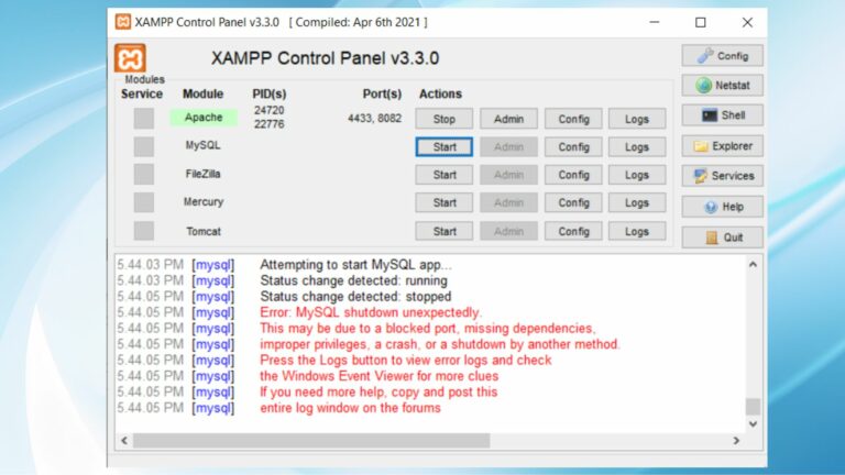 How To Solve The Mysql Shutdown Unexpectedly Xampp Error