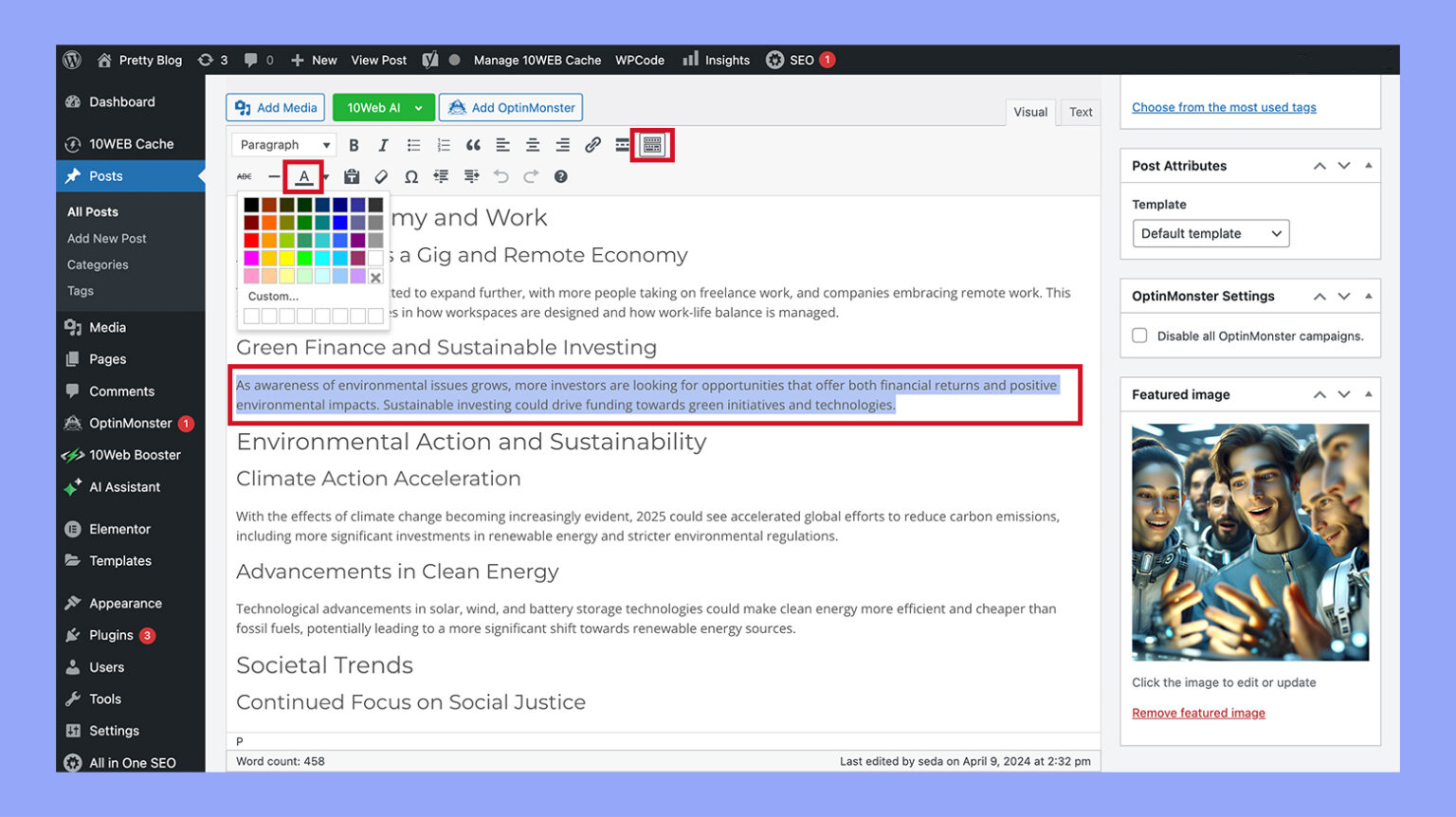 How to Change Font Color in WordPress - 10Web