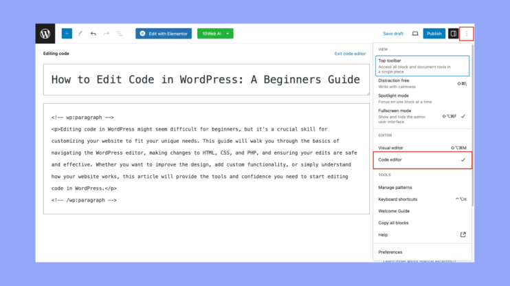 How to Edit Code in WordPress: A Beginners Guide - 10Web