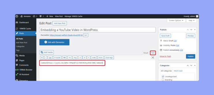 How to Embed a YouTube Video in WordPress | 10Web