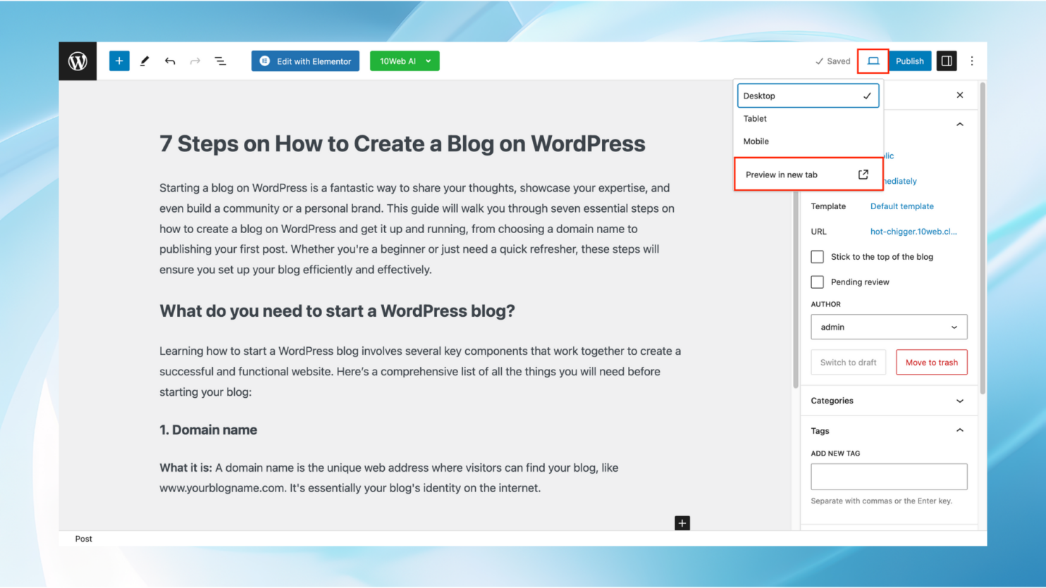 How to Create a Blog on WordPress: 7 Basic Steps - 10Web