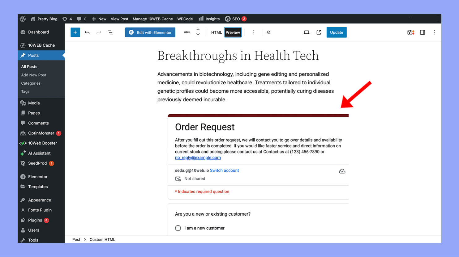 How to Embed a Google Form in WordPress - 10Web