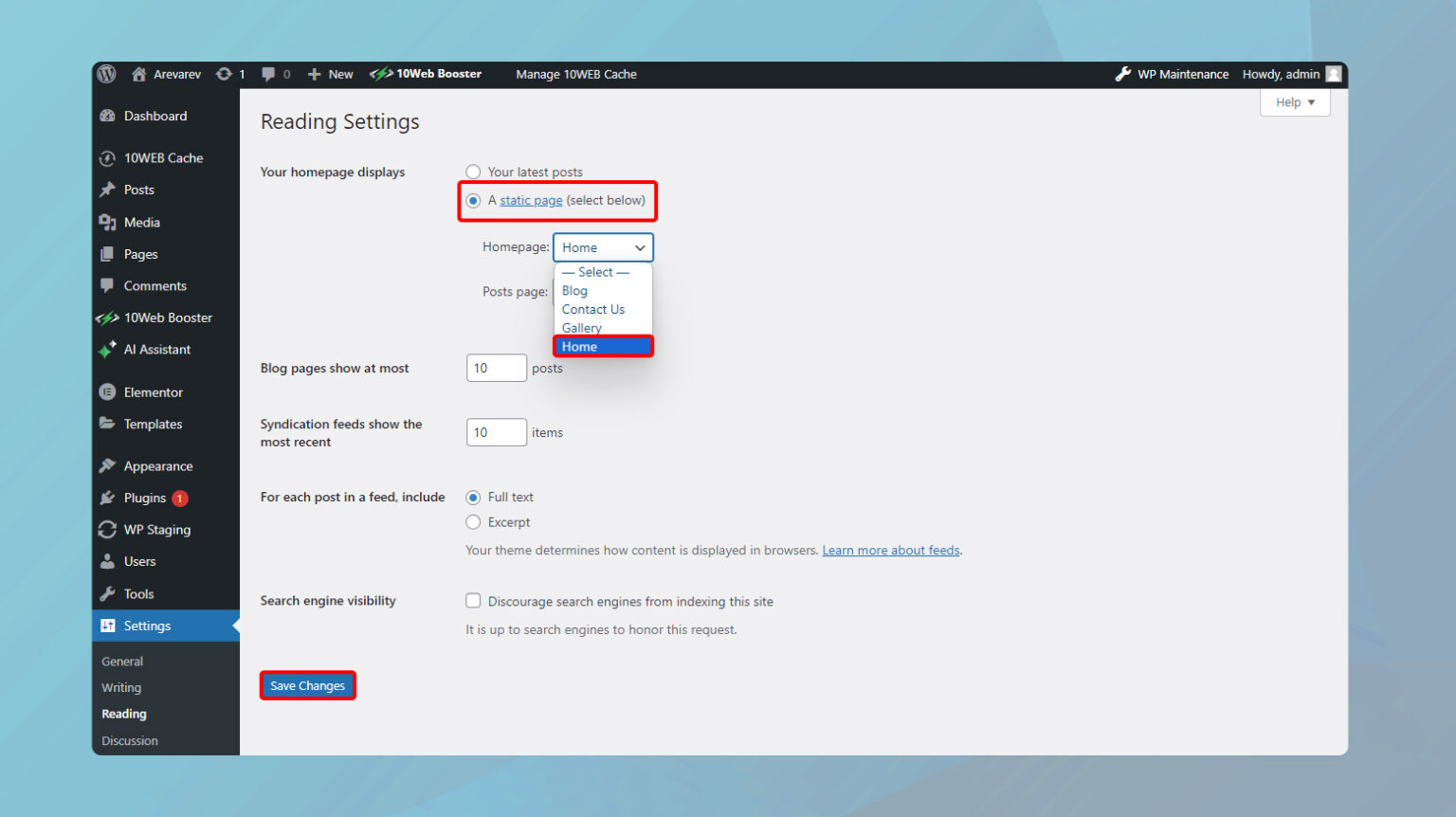 How to Change Front Page in WordPress - 10Web