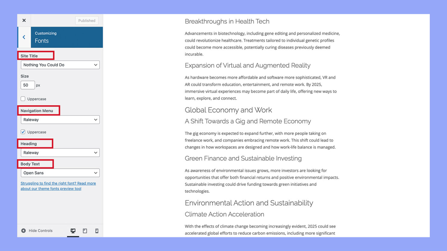 How to Change Font in WordPress - 10Web