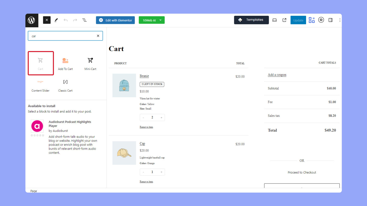 How to Edit the WooCommerce Cart Page - 10Web