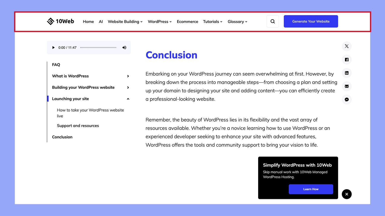 What is a Sticky Header in WordPress - 10Web