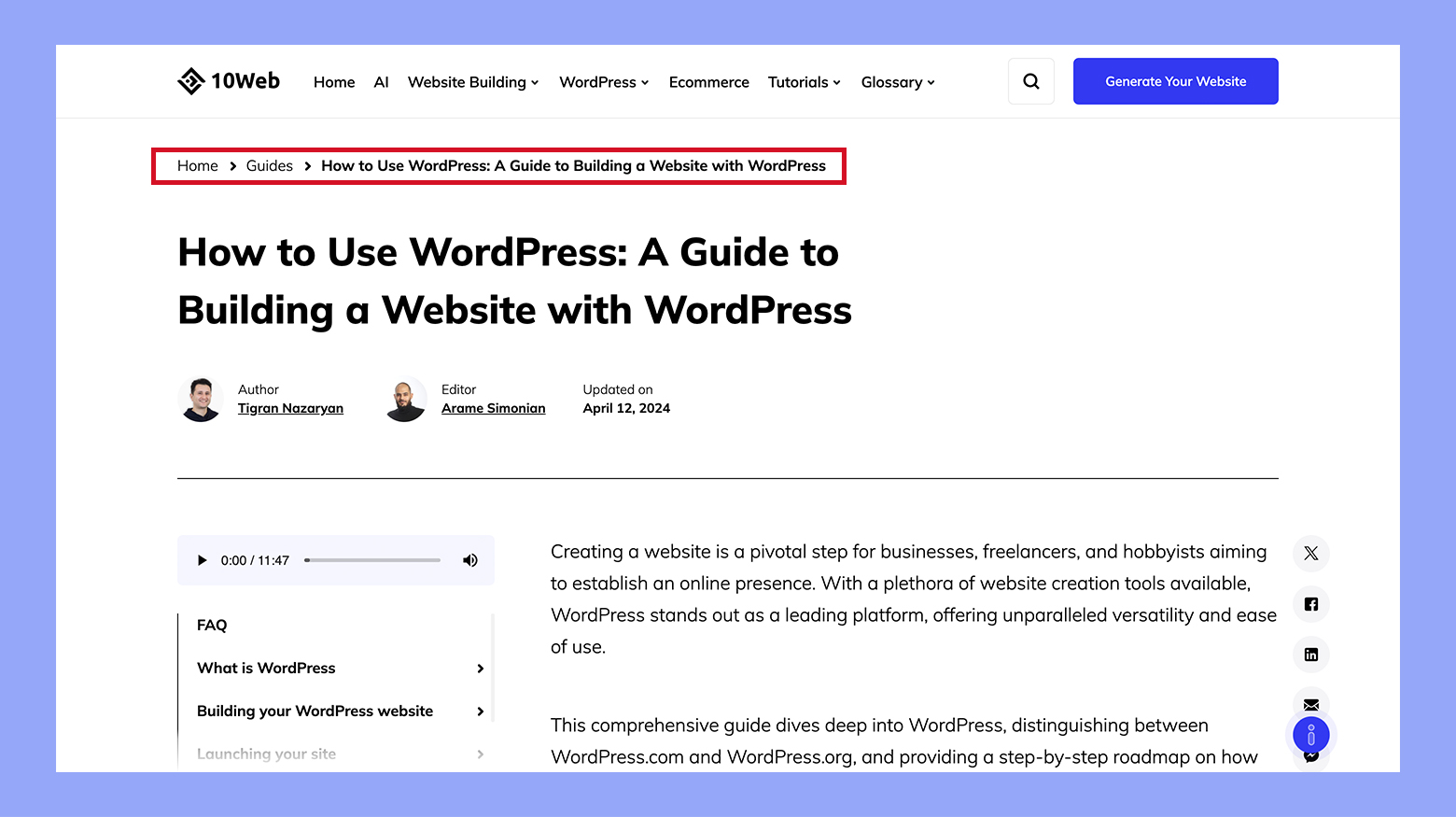 What is Breadcrumbs in WordPress - 10Web