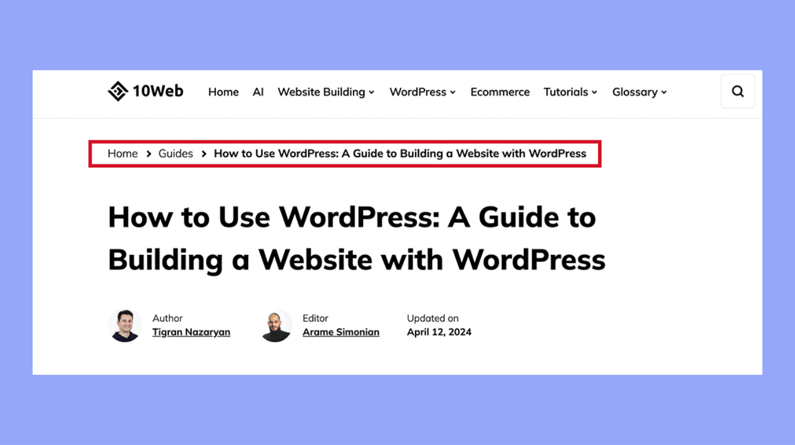 What is Breadcrumbs in WordPress - 10Web