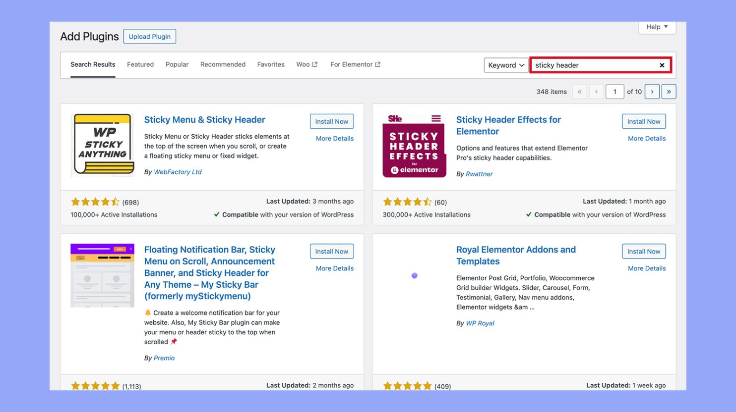 What is a Sticky Header in WordPress - 10Web