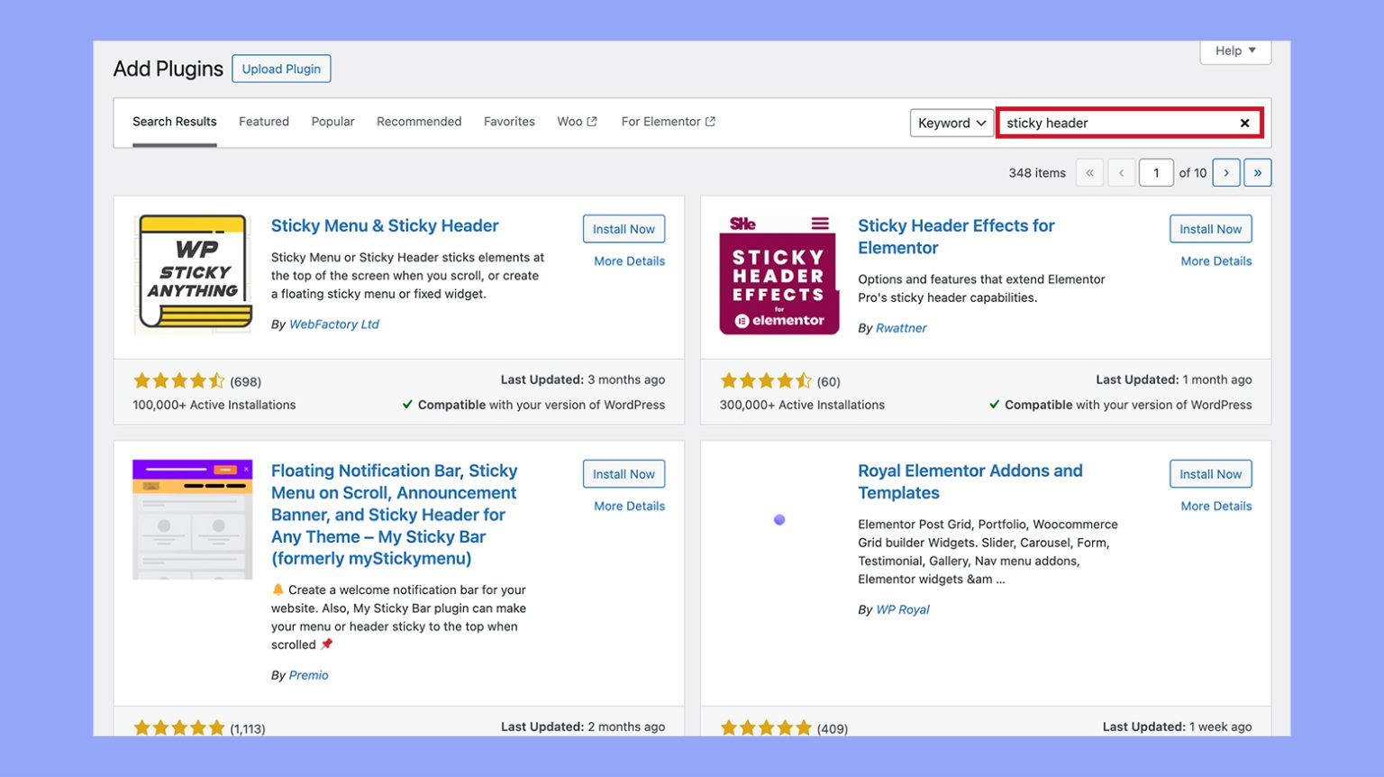 What is a Sticky Header in WordPress - 10Web