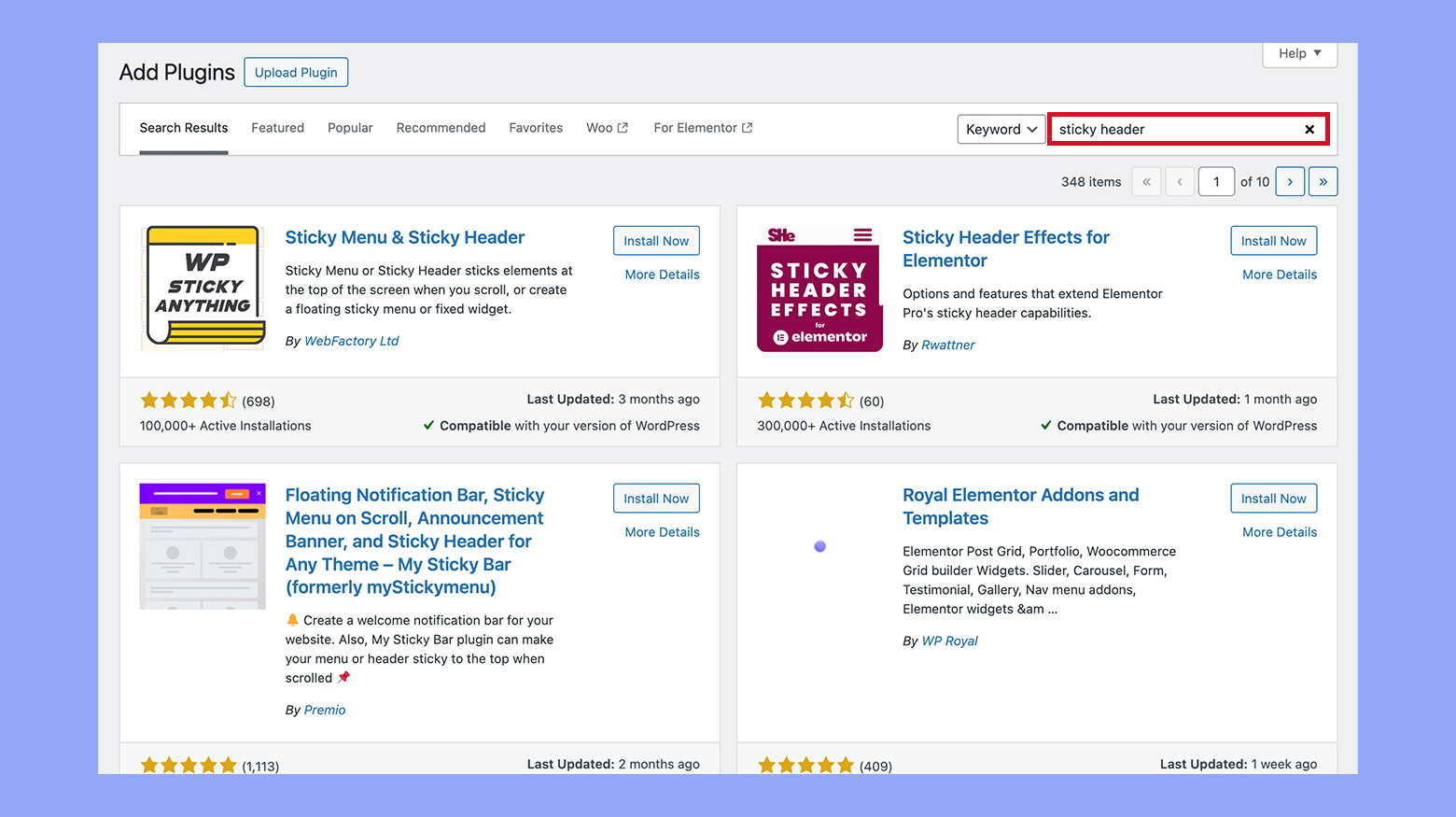 What is a Sticky Header in WordPress - 10Web