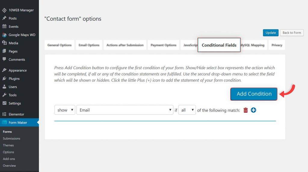 How to setup Conditional Logic – 10Web Help Center