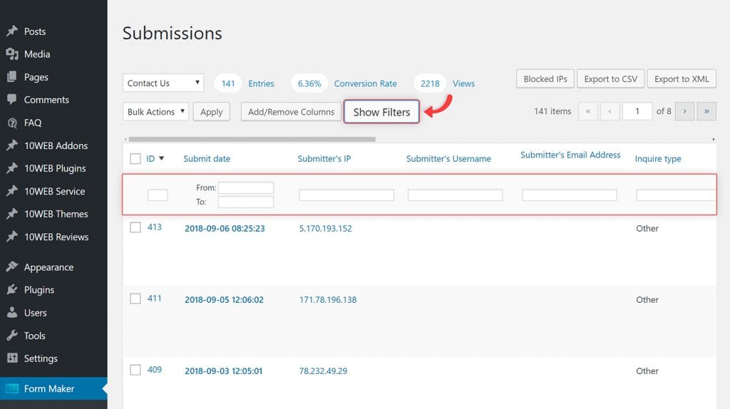 How to Manage Form Submissions – 10Web Help Center