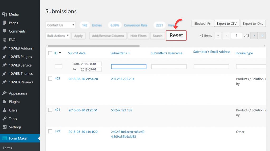 How to Manage Form Submissions – 10Web Help Center